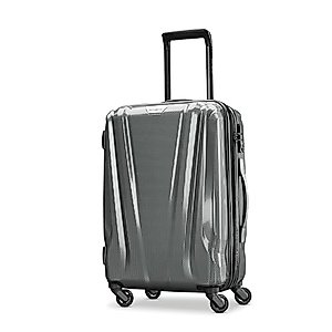 Samsonite SWERV DLX Spinner 4 Wheel 21 Inch Hard Side Travel Suitcase with Side Carry Handle, Telescopic Handle, and TSA Lock, Silver