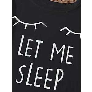 WDIRARA Women's Graphic Print Sleepwear Round Neck Short Sleeve Tee and Pants Pajamas Set Black White Eyelash S