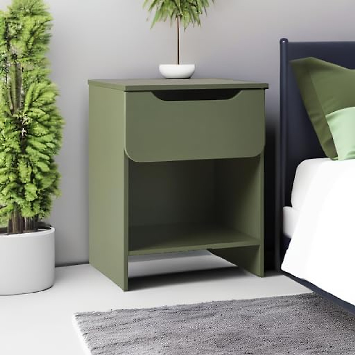 Walker Edison Modern 1-Drawer Simple Nightstand, 20 Inch, Green