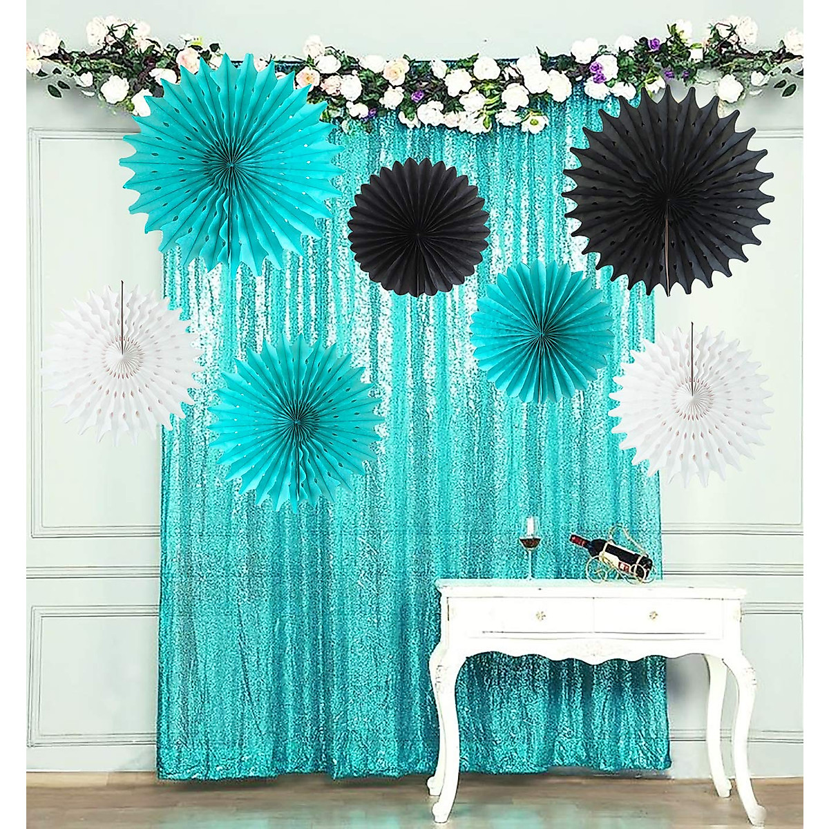 Teal Graduation Party Decorations/Turquoise Teal Black Graduation Decorations 2024/Turquoise Birthday Decorations/Bridal Shower Decorations White Black/Moustache Birthday Little Man Decorations