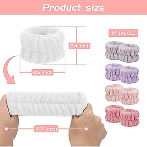 Face Washing Wristbands-Absorbent Wristband for Washing Face Microfiber Wrist Wash Band Towel, Makeup Skincare Prevent Liquids Spilling Down Arm (Purple, Pink, Pale Pink, Light Brown)