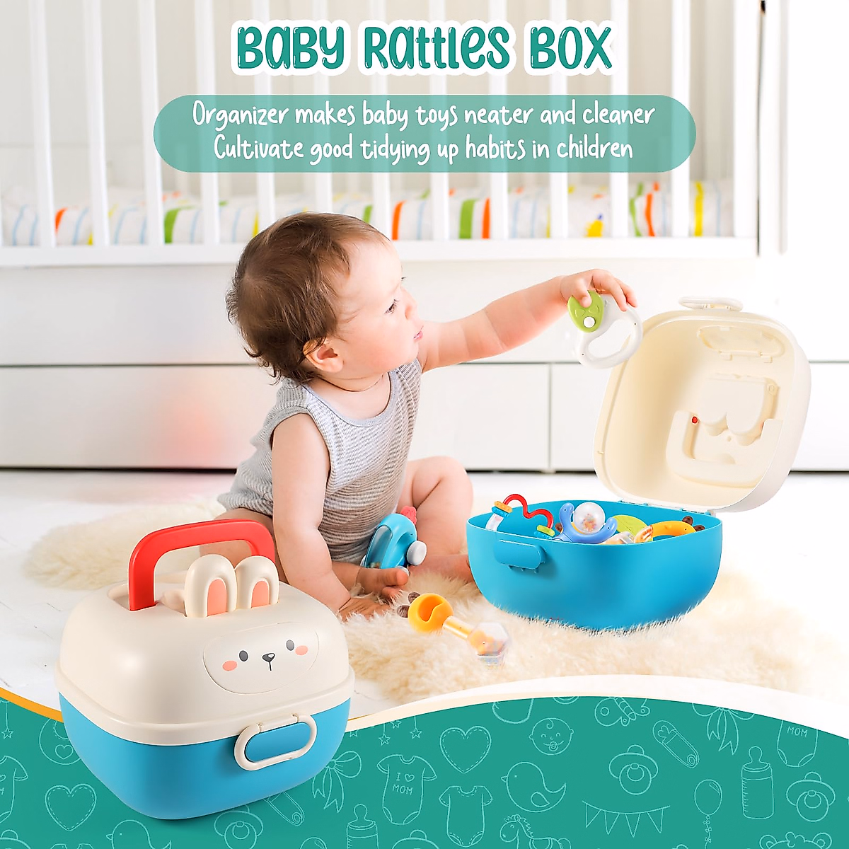 Choomon 10pcs Baby Rattles Set 0-12 Months Baby Teething Toys Infant Grab Shake Rattle, Sensory Teether, Development Learning Music Toy, for Newborn Toys Baby Boy Girl Gifts