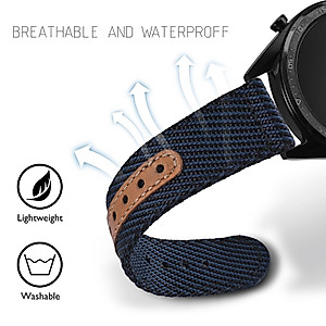 BISONSTRAP Sporty Nylon Watch Bands, Military Watch Strap for Men 22mm, Blue with Black Buckle