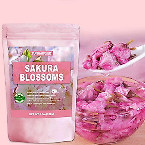 Edible Salted Sakura Blossoms, Premium Pickled Sakura Cherry Blossoms, 3.5oz(100g)