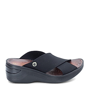 BZees Women's Desire Sandal, black stretch fabric, 8.5 M US
