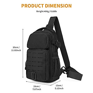 Pinprin Tactical Chest Bag Military Molle Sling Bag Waterproof Outdoor Shoulder Bag