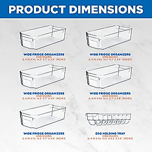 NutriChef Set of 6 Refrigerator Organizer Bins - Stackable Clear Plastic Bin with Handles, Egg Tray - For Fridge, Freezer, Kitchen, Cabinet, Countertops, Pantry - BPA Free Food Storage Rack - NCFO66
