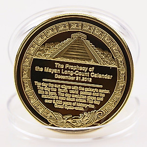 Aztec Mayan Calendar Souvenir Gold Silver Plated Commemorative Coin Collection Gift. (Gold)