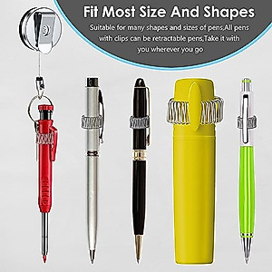 Landhoow 2 Pcs Retractable Pull Pen Pencil Holder, 27.5'' Retractable Pen Holder for Carpenters, Workers, Nurses, Waiter, Universal Pen Lanyard Retractable with Belt Clip and Key Ring (Patent Pending)