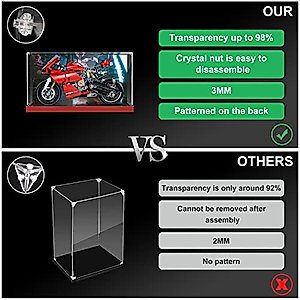 Vaodest Acrylic Display Case for Lego 42107 Ducati Panigale V4 R Set,3MM HD Dustproof Transparent Display Box for Lego 42107 Model(Box Only, Not Lego Building Set)