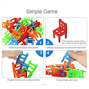 Jenilily Stacking Chairs Game Family Board Balancing Toys Games for Kids (18 Chairs Toys Set)