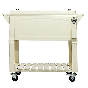 Permasteel PS-203F1-CREAM 80 Quart Patio Cooler with Insulated Basin, CREAM