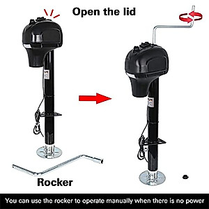 Weize 3500 Lb. Power Tongue Jack, Heavy Duty Electric Trailer Jack with 600D Polyester Protective Cover, 23-5/8" Lift, 12V DC