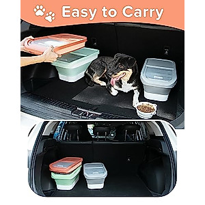 DDMOMMY 10-13 Lbs Dog Food Storage Container, Collapsible Dog Food Container with Sliding Lid, Scoop and Silicone Dog Bowl, Pet Food Storage Containers Dry Food for Dog, Cats and Other Pets (Red)