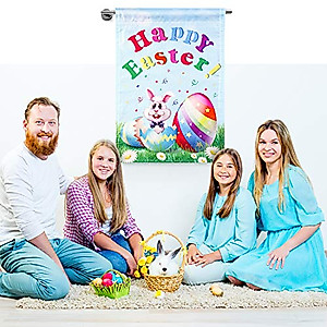 Chuangdi Easter Egg and Rabbit Garden Flag 28 x 40 Inch Decorative Spring Garden Flag Double Side Garden Flag (28 x 40 Inch)