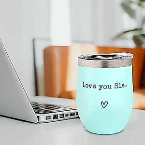 Sister Gifts from Sister - I Love You Sis - Sister Gifts for Birthday - Graduation Gifts Thanksgiving Christmas Gifts for Sister - 12oz Coffee Cup(Mint)