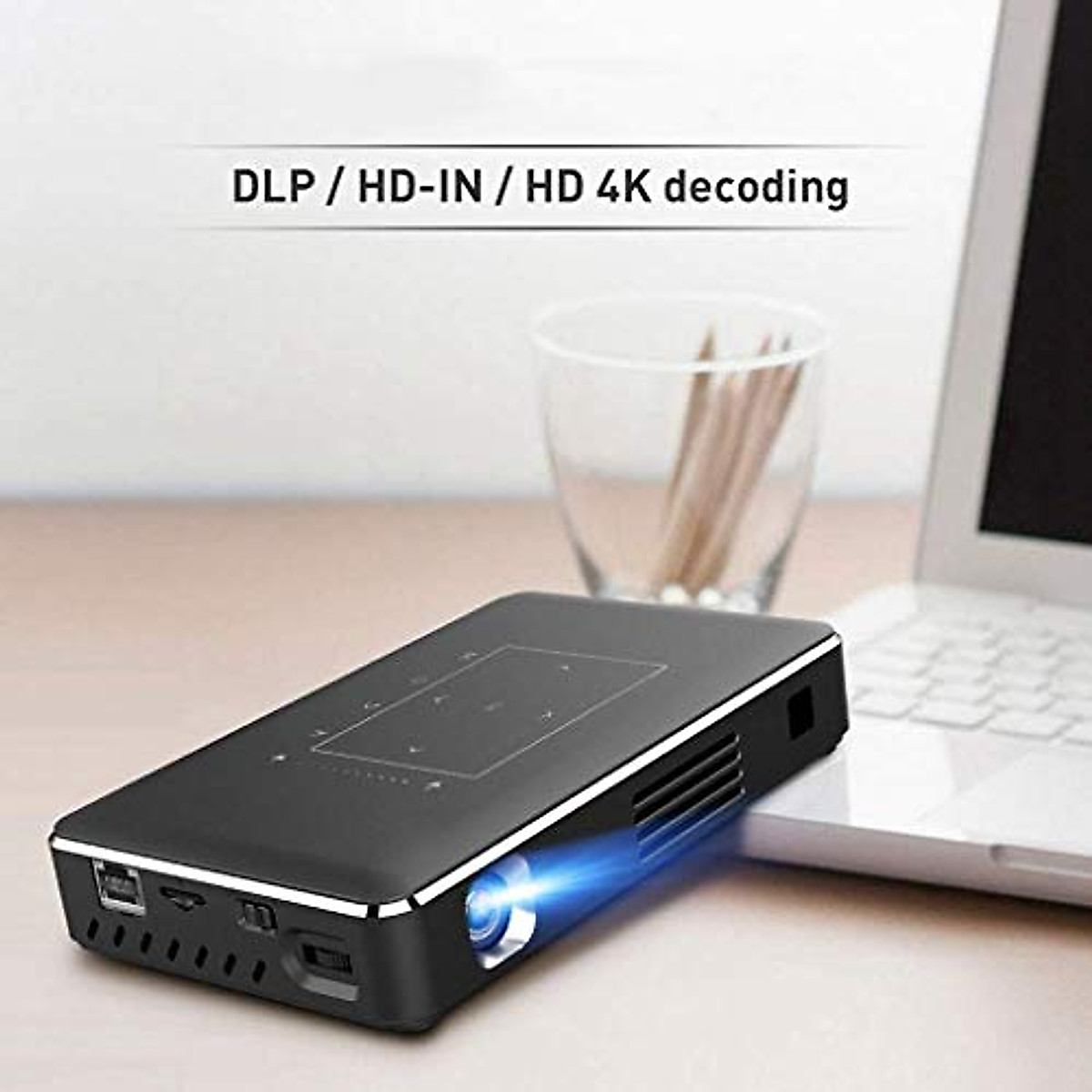 KXDFDC Mini Projector,Intelligent Portable Projector Laptop PC Projectors for Outdoor，4K Decoder