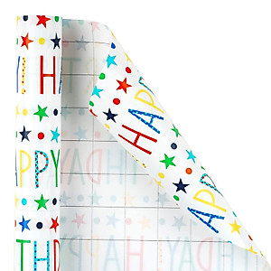 MAYPLUSS Birthday Wrapping Paper Roll - Mini Roll - 17 inch X 120 inch Per roll - Blue Gifts Design (42.3 sq.ft.ttl)