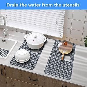 Silicone Sink Mat 26”x14”, JIUBAR sink protectors for kitchen sink,silicone sink mat,Sink Mat Grid for Bottom of Farmhouse Stainless Steel Porcelain Sink with Rear Drain.(Grey)