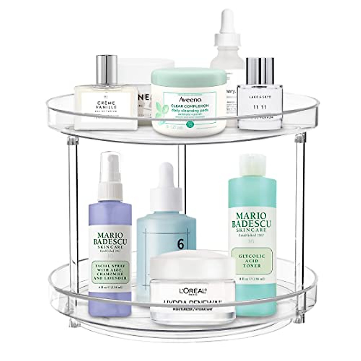 HBlife Lazy Susan Bathroom Organizer, 9.25 Inches 2 Tier Clear Turntable Organizer for Cabinet, Kitchen, Pantry, Countertop