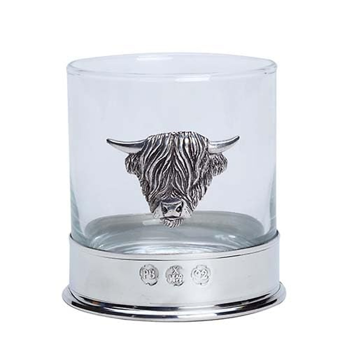 GaelSong Highland Cow Whisky Glass Pewter Scottish Handmade Bar Celtic Kitchenware Party Drinks Christmas Birthday Present Housewarming Gift 8 Oz.