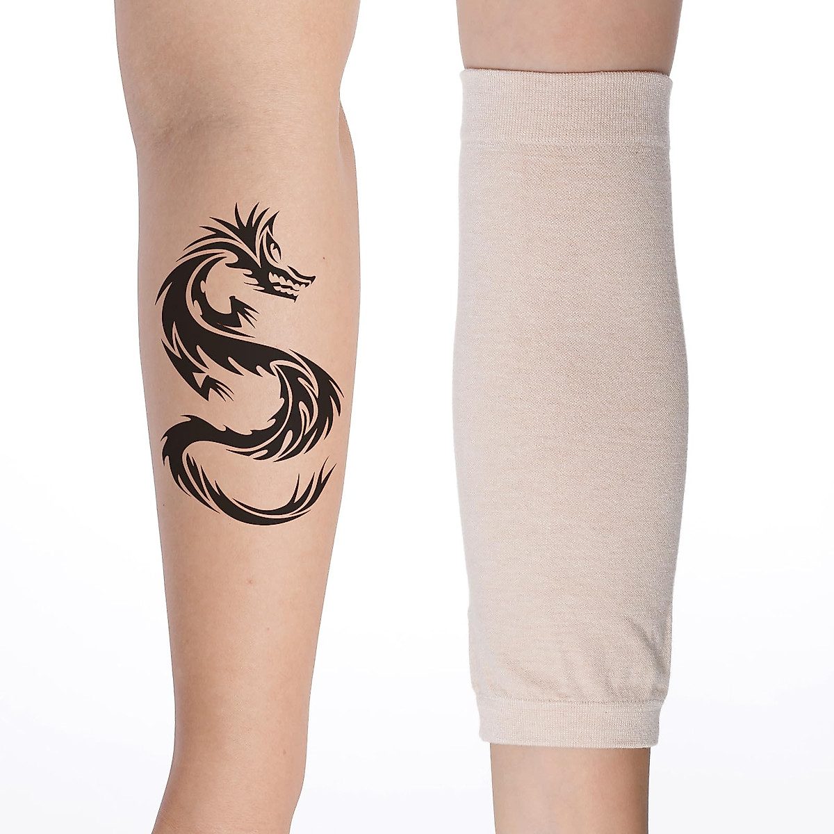 HOVEOX 3 Pairs Forearm Tattoo Cover Up Sleeves Tattoo Cover Up Sleeve Forearm Tattoo Cover Up Compression Sleeves Tattoo Cover Sleeve (8.2 inch, Nude)