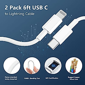45W Car Charger, Multi Port USB C Cigarette Lighter Splitter with 2 Pack 6 ft Lightning Cable Cord, Dual Outlet Automobile Adapter Plug Fast Charging for iPhone 14 13 12 11 X XS XR (Plus Pro Max) iPad