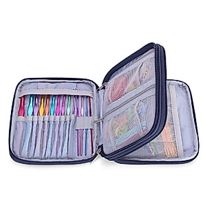 Teamoy Crochet Hooks Case, Aluminum Crochet Hooks Storage Bag for Crochet Kits and Knitting Accessories,Perfect for Beginners and Experienced Crochet Lovers, Owls (Bag Only)