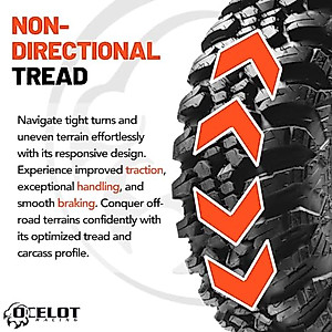 Ocelot Aurora 30x10x14 UTV Tires All Terrain, Durable 8-Ply Radial Construction and Non-Directional Tread, Thick Lugs for Diverse Terrain and Conditions - 30x10x14 UTV Tire