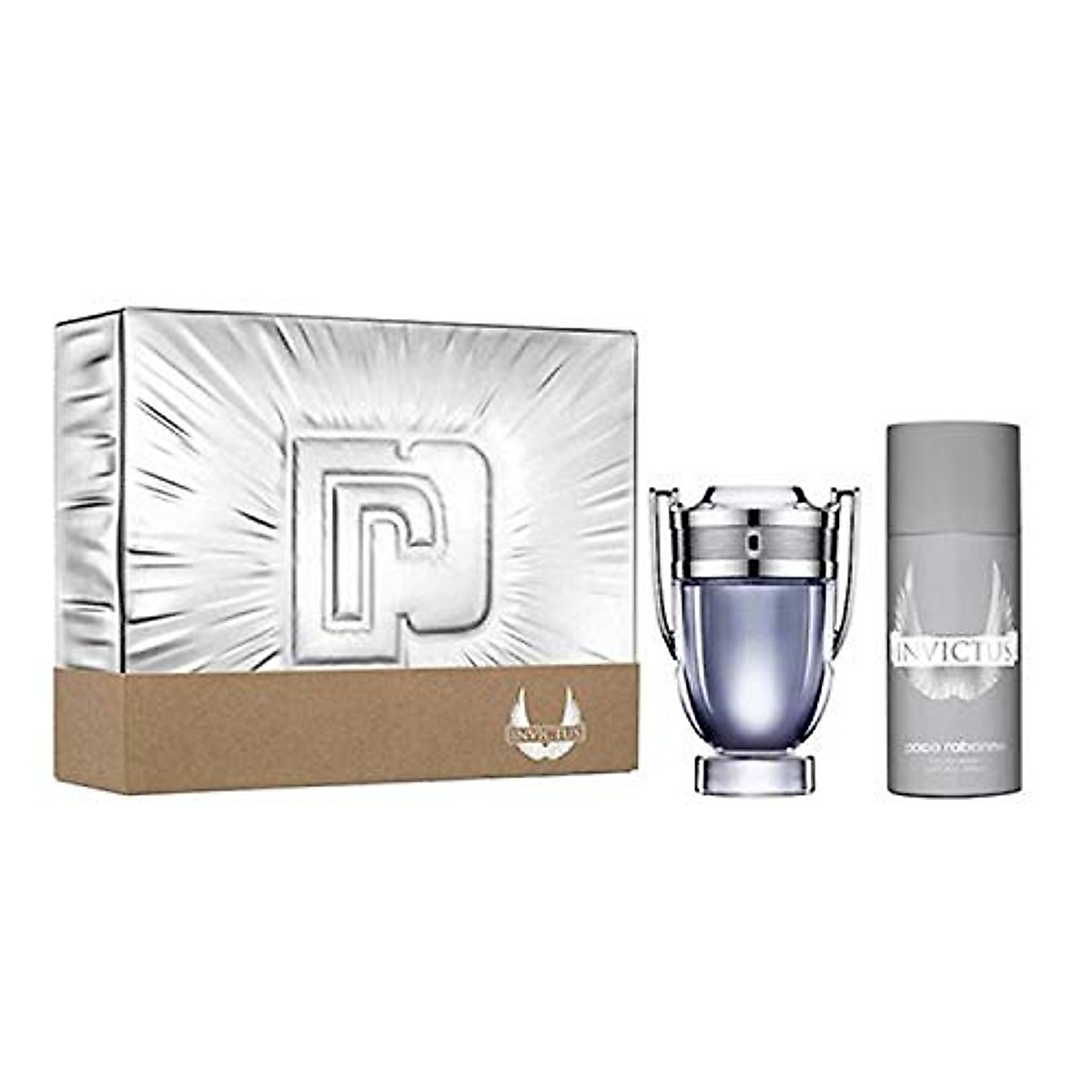 Invictus by Paco Rabanne for Men - 2 Pc Gift Set 3.4oz EDT Spray, 5.1oz Deodorant Spray