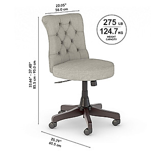 Bush Furniture Fairview Mid Back Tufted Office Chair, Light Gray Fabric