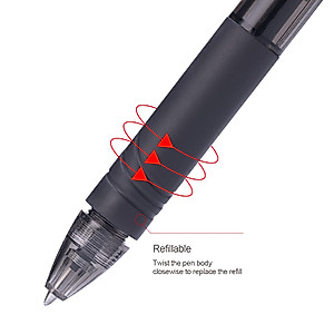 ParKoo Retractable Erasable Gel Pens Twist-Write, Fine Point 0.7 mm, Make Mistake Disappear, 12 Black Ink Pens for Drawing Writing Planners and Crossword Puzzles