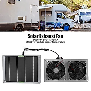 DAUERHAFT 100W Solar Powered Fan, Powerful Solar Fan Kit & Solar Powered Air Conditioner for Outside, Compact Solar Exhaust Fan & Chicken Coop Fan for Greenhouses, Doghouses, Sheds