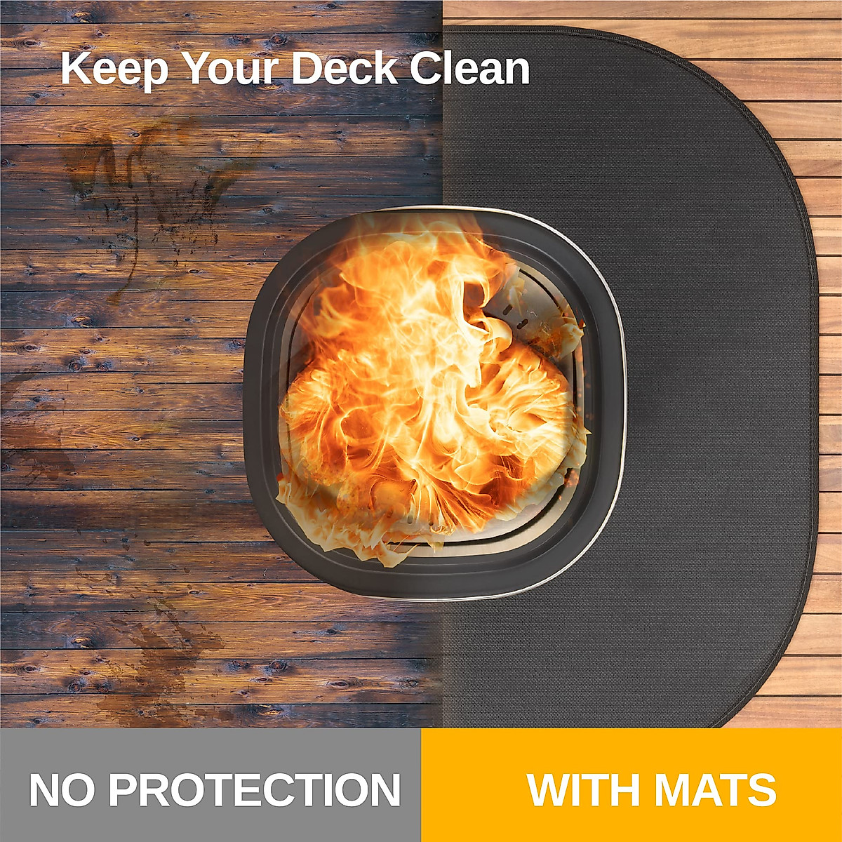 EAST OAK 36'' Fire Pit Mat for Low Smoke Outdoor Firepit Wood Burning Campfire, Portable fire Pit, Charcoal Grills, Wood Pellet Smokers, for Patio, Backyard, Deck, Garden and Poolside Use, Black