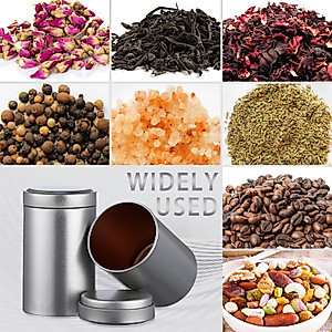 meekoo 18 Pcs Tea Tins Canister for Loose Tea 6 oz Airtight Tea Tins Bulk with Lids Metal Tea Jars Small Round Storage Containers for Travel Business Coffee Cans Candy Spices Herbs Kitchen(Silver)