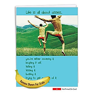 NobleWorks Jumbo Humorous Birthday Paper Card 8.5 x 11 Inch with Envelope (1 Pack) Big, Jumbo Bday Jumbo Asses Birthday J0690