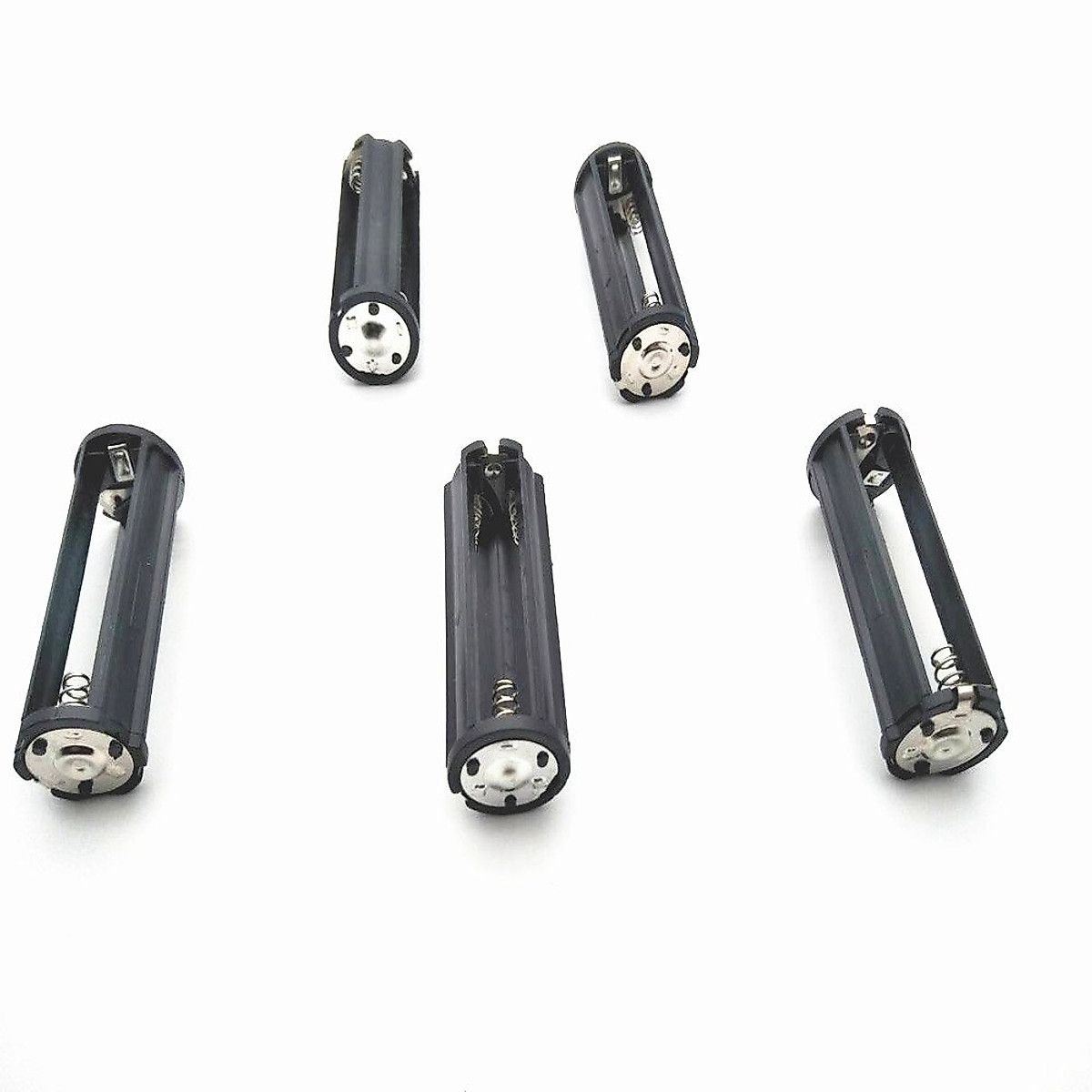 GFORTUN 5PCS 3 x 1.5V AAA Series Connector Battery Case Holder Black Cylindrical for Flashlight Torch