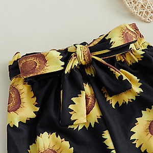 BeQeuewll Newborn Baby Girl Summer Outfits Letter Short Sleeve Bodysuit Romper Tops Floral Shorts Pants 3 piece Clothes (A Orange, 3-6 Months)