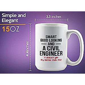 Flairy Land Civil Engineer Coffee Mug 15oz White -Smart Civil Engineer - Architect Bridge Engineer Builder Draftsman Interior Design Contractor