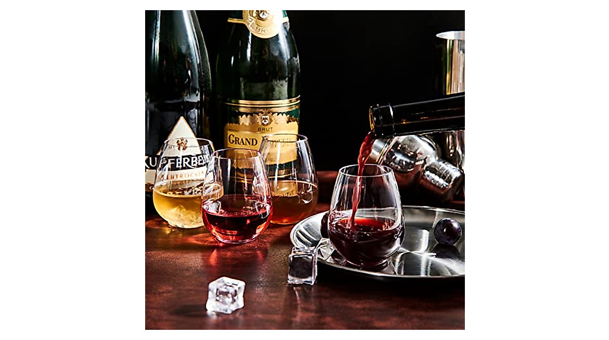 FOCUSLINE 48 Pack Stemless Plastic Wine Glasses