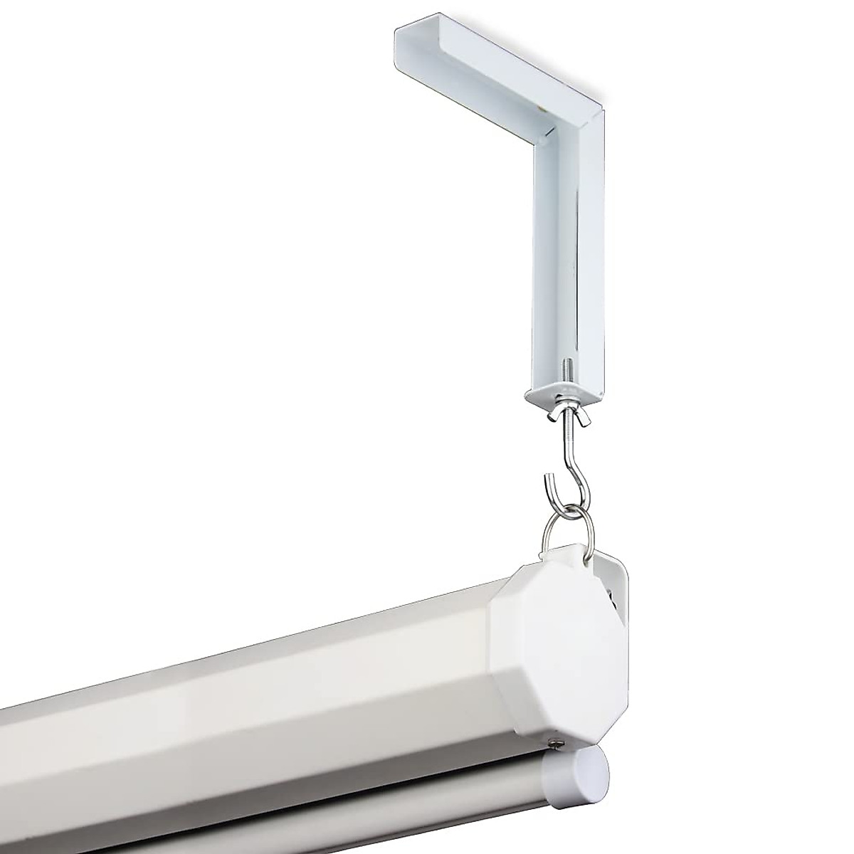 Universal Projector Screen Wall Mounted, 1 Pair Projector Screen Stand, Projector Screen Hanging Mount L-Brackets, Adjustable Projector Screen Mounting Hook Kit - White