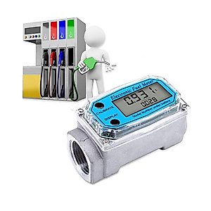 Digital Turbine Flow Meter,1″ Digital LCD Display with NPT Counter Gas Oil Fuel Flowmeter,Pump Flow Meter,Diesel Fuel Flow Meter for Measure Diesel, Kerosene, Gasoline