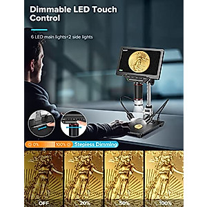 7-inch HDMI LCD Digital Microscope with Extension Tube and Guidebooks, (1200X 16MP 1080P), Microscope with Screen for Soldering & Coin Collection Included 32GB Card, Compatible with TV/Windows/Mac