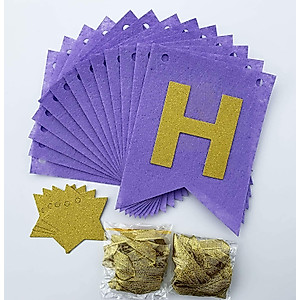 Purple Gold Birthday Party Decorations Qian's Party Purple Gold Confetti Balloons Happy Birthday Banner Purple Gold Birthday Party Supplies for Women's 20th/30th/40th/50th Birthday Party Decorations