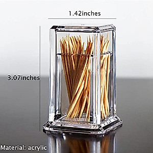 Toothpick Dispenser,Hard Acrylic Material Toothpick holder,Can Hold 200 Toothpicks,Suitable for Living Room,Restaurant,Hotel,Bar