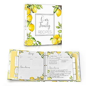 Recipe Binder 8.5x11 3 Ring Kit - 25 Double-Sided Recipe Cards, 50 Plastic Page Protector Sleeves, 10 Dividers & Labels -Blank Cookbook Binders - Make Your Own Full Page Family Recipes Organizer Album