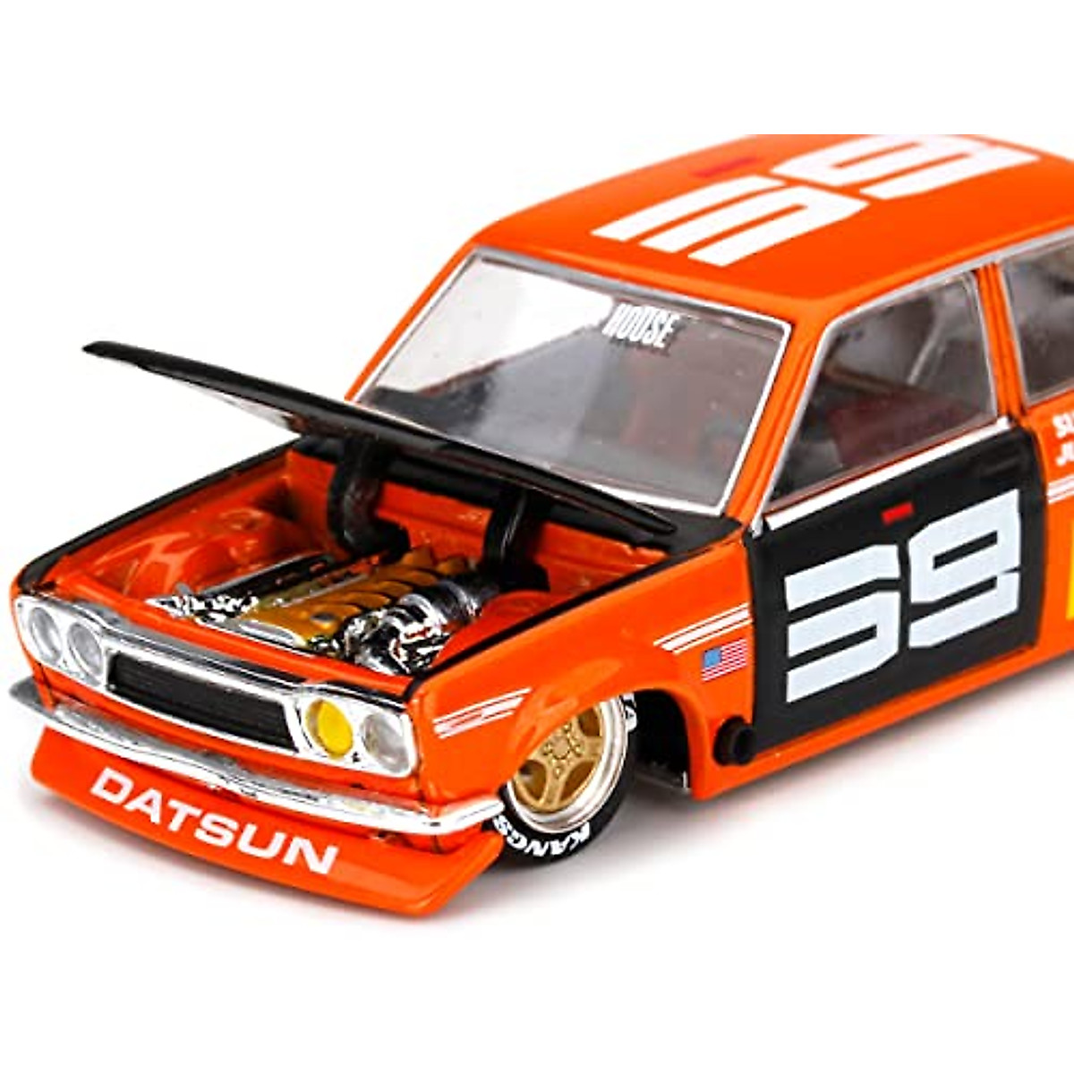 TRUE SCALE miniatures Datsun 510 Pro Street SK510 Orange and Black (Designed by Jun Imai) Kaido House Special 1/64 Diecast Model Car by True Scale Miniatures KHMG004