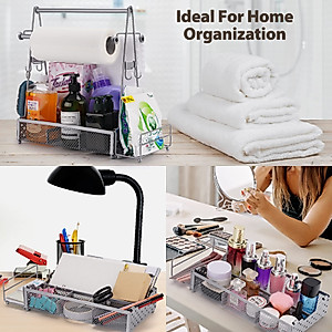 WHITE TIGER Grill Caddy for Camping, Picnic Caddy for Plates and Utensils, BBQ Caddy with Paper Towel Holder for Outdoor, Camper Must Haves for Barbecue Accessories Storage Organizer (Black)