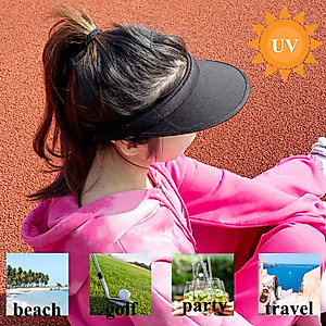 2 Pack Sun Visors Hat Women Men Clip On Visor-Hats Wide Brim Visor UV Protection Adjustable Outdoor Sports Tennis Beach Running Travel Golf Caps Headwear Black