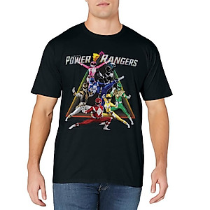 Power Rangers Rainbow Pyramid Retro Action Portrait T-Shirt